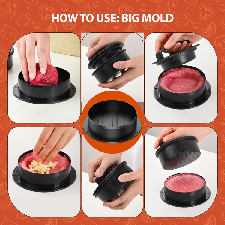 4 In 1 Hamburger Press Patty Maker Slider Stuffed Burgers Sandwich ...