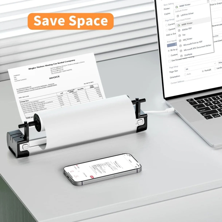 Phomemo 2 Rolls A4 Thermal Paper Use With M08F Printer Holder For M832 ...