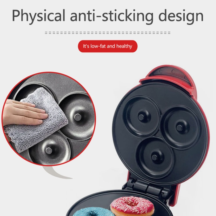 350W Mini Donut Maker Machine Can Make 3 Doughnuts 110V US Plug(Red)