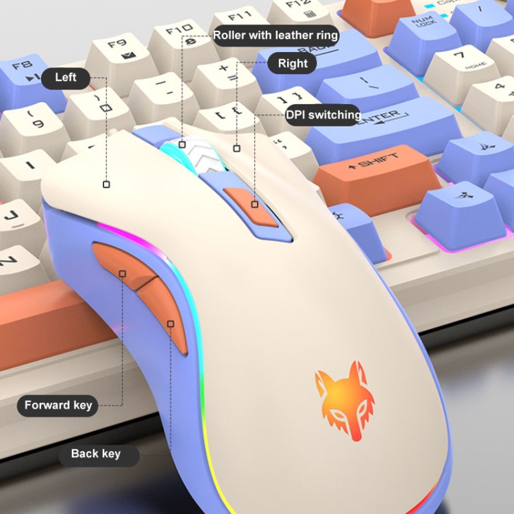 XUNSVFOX K820 Wired Gaming Mechanical Feeling 94 Keys Keyboard And Mouse Set(Bee)