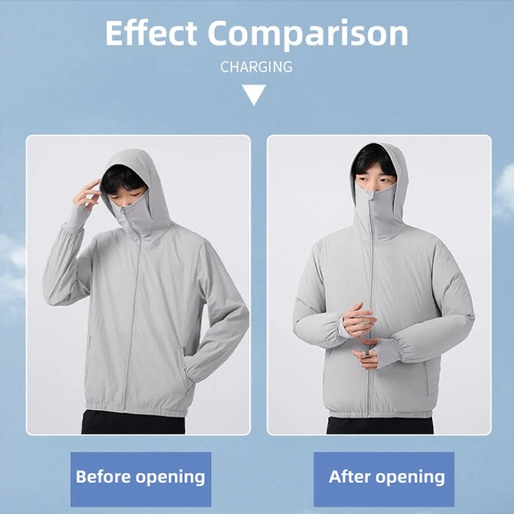Men Summer Cooling Air-Conditioning Clothes Jacket Include 2 5V ...