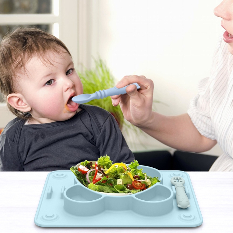 Baby Integrated Suction Cup Grid Food Plate Children Panda Silicon Glue ...