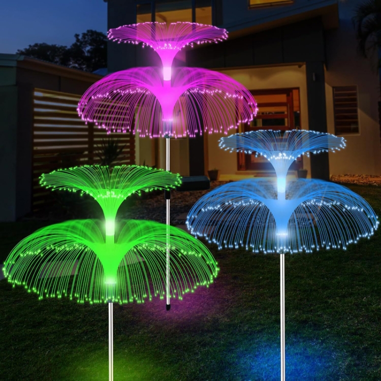 Fiber Optic Outdoor Lighting Solar Garden Light Colorful Fiber Optic