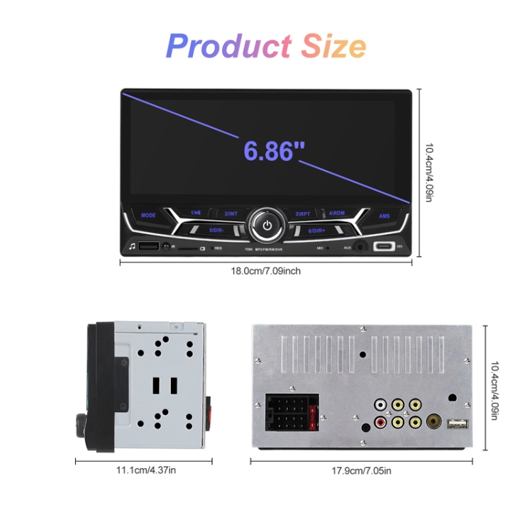 6.86inch Dual Butt Button Knob Player MP5 With Backup Camera Function ...