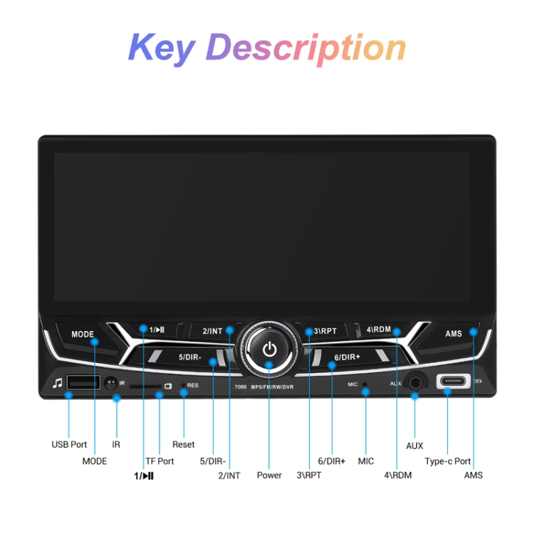 6.86inch Dual Butt Button Knob Player MP5 With Backup Camera Function ...