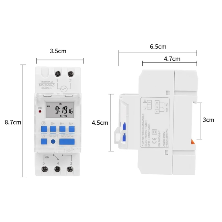 SINOTIMER TM919A-2 220V 16A Din Rail Mount Digital Timer Switch Microcomputer Weekly ...