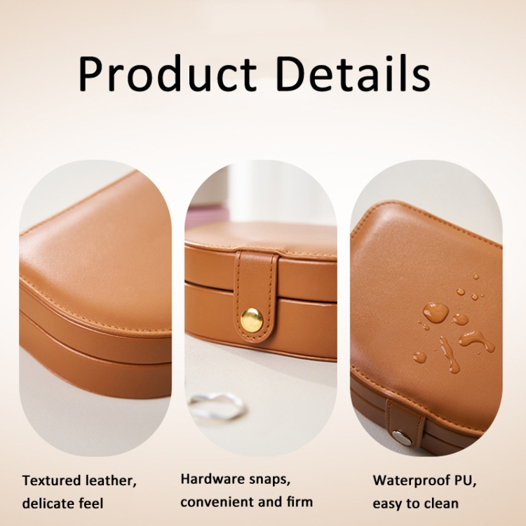 Double Layer PU Jewelry Storage Box Semi-circular Portable Earring ...