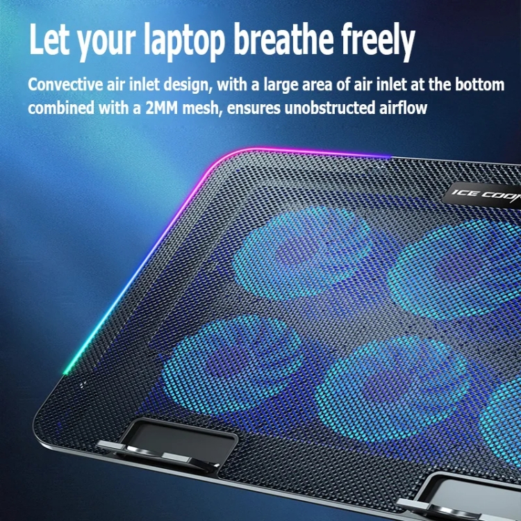 ICE COOREL A9R 6-fans Adjustable Laptop Stand Radiator with RGB ...