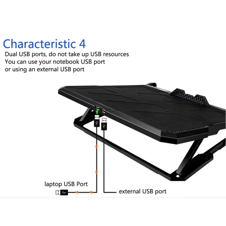 ICE COOREL K6 6-fans Adjustable LCD Display Laptop Stand Radiator(Black)