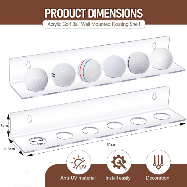 Acrylic Golf Ball Table Tennis Wall Display Rack, 规格: 132-1