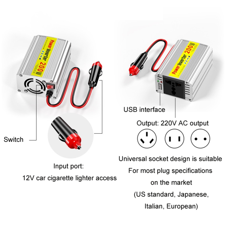 150W Car Inverter Modified Wave Automotive Power Conversion ...