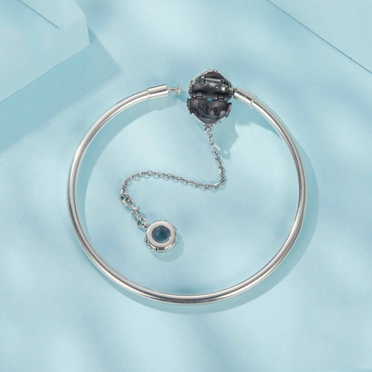 Pulsera de plata de ley S925 con diseño de corazón retro oxidado, tamaño: 17 cm