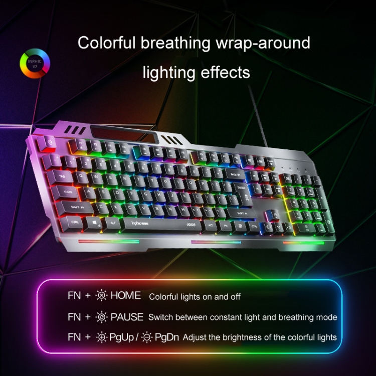 Inphic K2 104-Keys Wired Gaming Keyboard USB Quiet Office Metal Panel ...