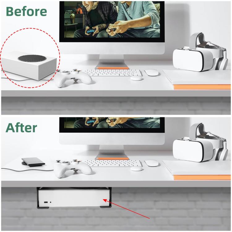 For Xbox One S / X, Xbox 360 Under Desk Storage Stand Rack(Black)