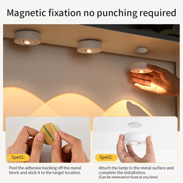 RGB Magnetic Puck Light Rechargeable LED Under Cabinet Light With ...