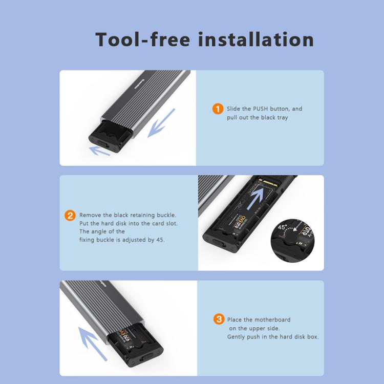 Blueendless 2818SN M.2 Nvme / Sata Dual-protocol Mobile Hard Disk Box with Type-C to USB-A Cable