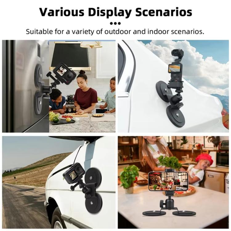 Dual Magnetic Suction Cup Base Action Camera Mount Kit for DJI Action ...