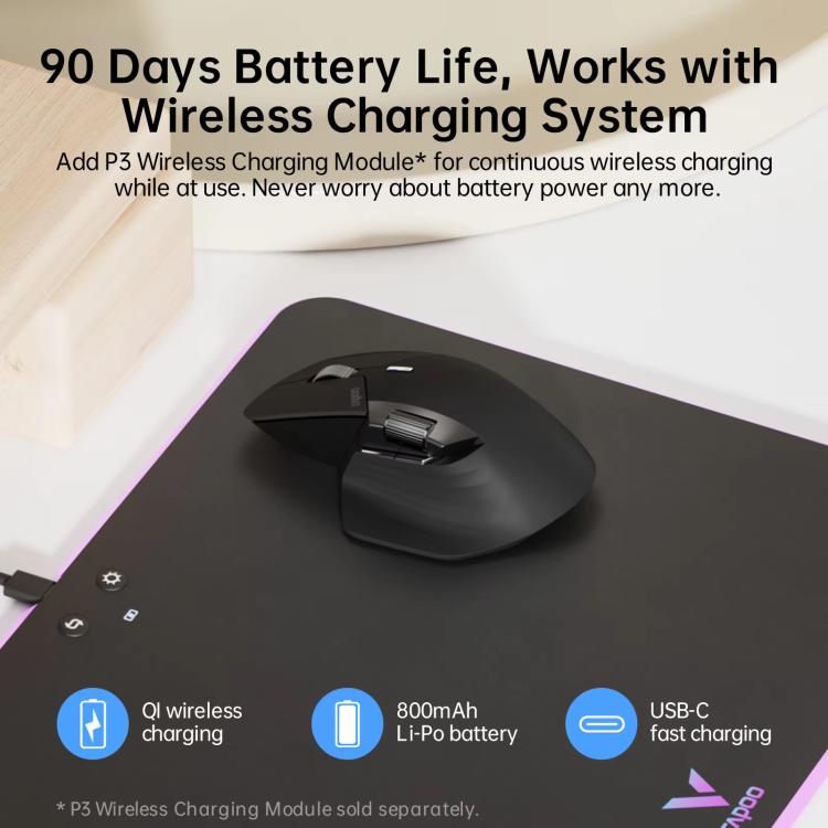 Rapoo Wireless Triple Mode Mice Ergonomic Desktop Laptop Business ...