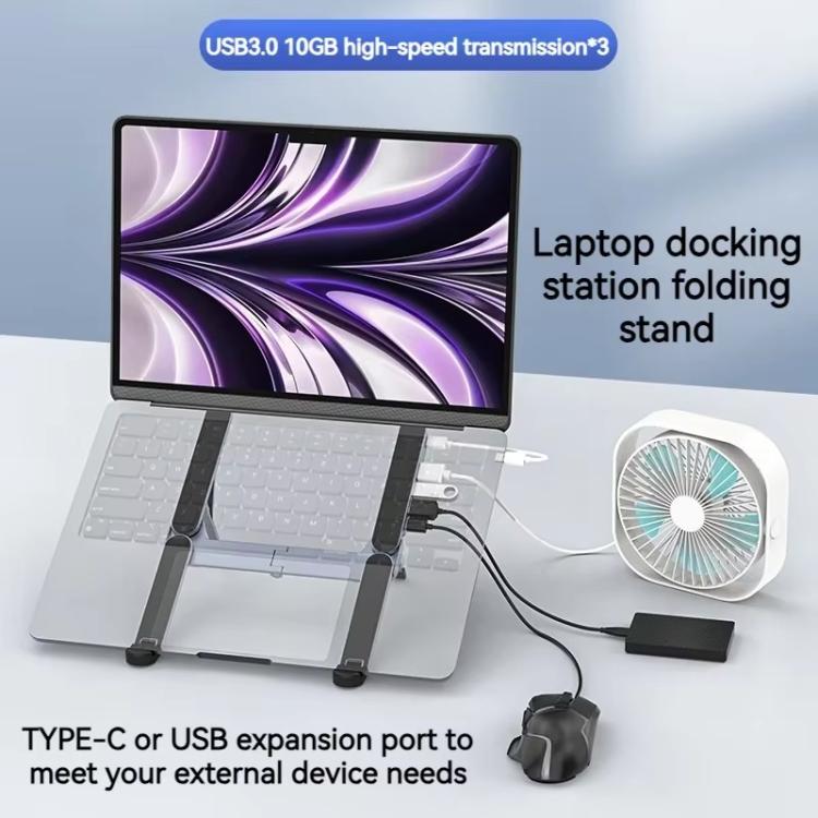 2-in-1 Foldable Laptop Stand with USB-C Docking Station 3x USB-A 3.0 ...