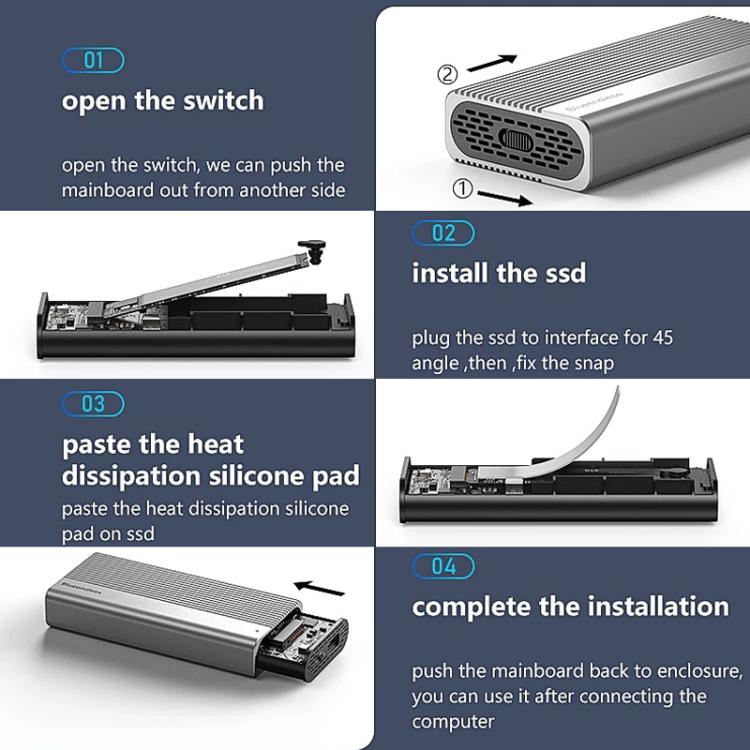 Blueendless M280U4C USB4 Portable Hard Drive Enclosure With Switch ...