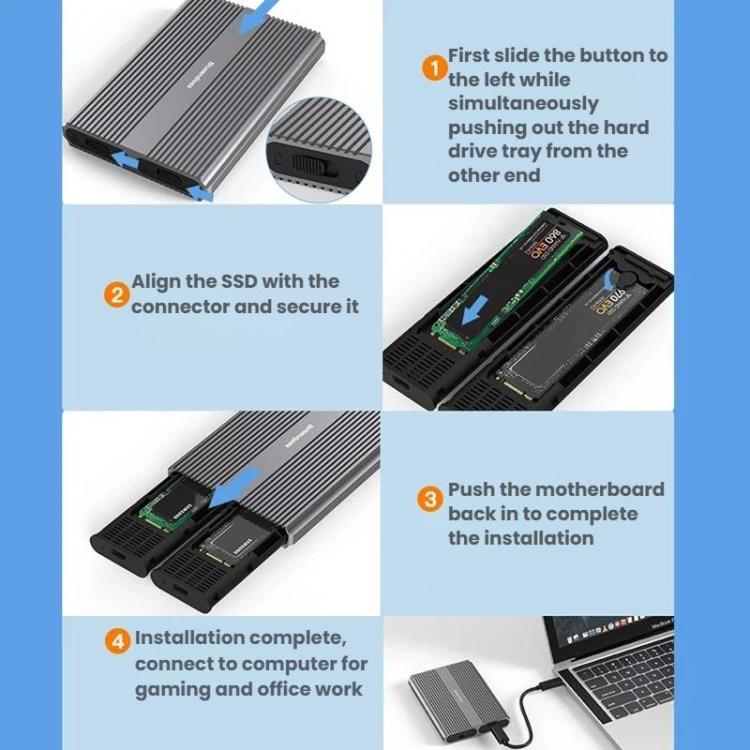 Blueendless M2836SN M.2 SATA / NVMe Portable Hard Drive Enclosure Dual ...