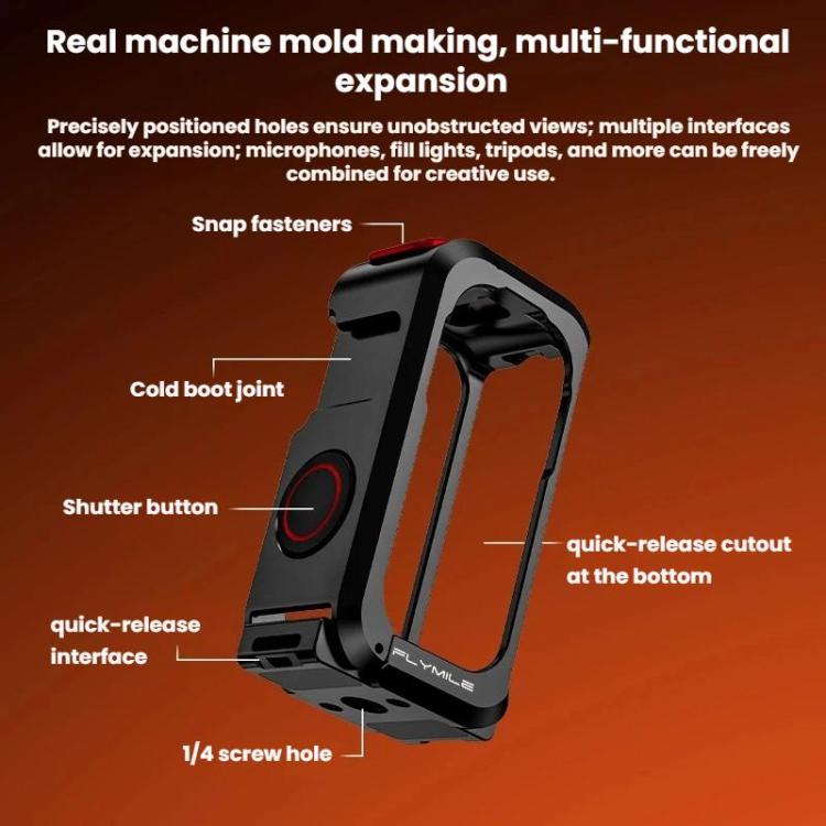For DJI Osmo Nano Flymile Metal Cage Protective Case Extension Frame(Black)