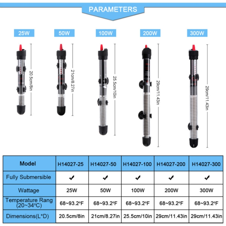 3 Pcs 220v 미니 잠수정 수족관 히터 가열 막대 수족관 물고기 탱크 온도 조절 온도 조절기 Eu 플러그 50w