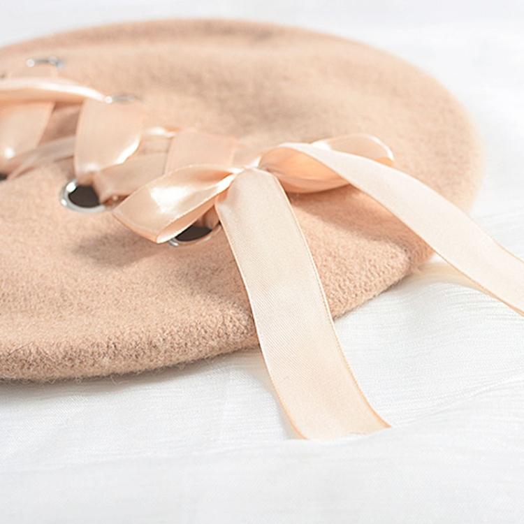 Retro Style Ribbon Bow-knot Woolen Berets for Ladies(Black)