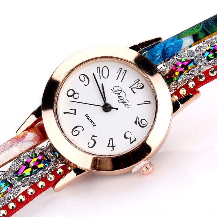 Douya D048 สร้อยข้อมือวงกลมสไตล์แห่งชาตินาฬิกาควอตซ์ (สีดำ)