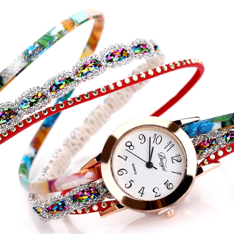 Douya D048 สร้อยข้อมือวงกลมสไตล์แห่งชาตินาฬิกาควอตซ์ (สีดำ)