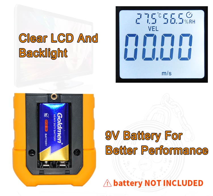 PEAKMETER High-precision Digital Display Wind Speed Air Volume ...