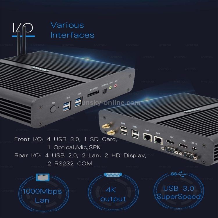 Mini PC HYSTOU P05B-I7-5500U-2C ,i7 5500u, 8GB RAM, 256GB ROM, negro