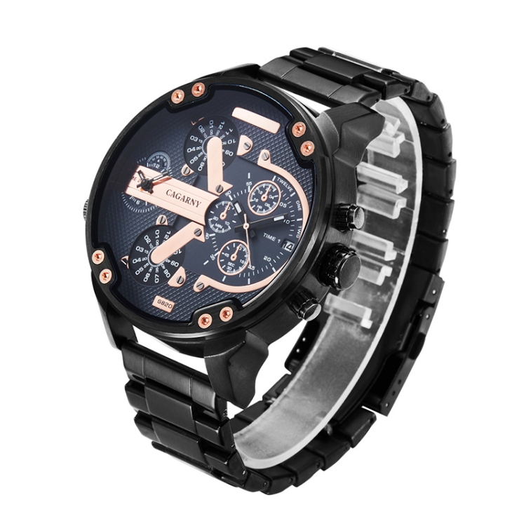 CAGARNY 6820 Large Dial Calendar Display Stainless Steel Band Quartz ...