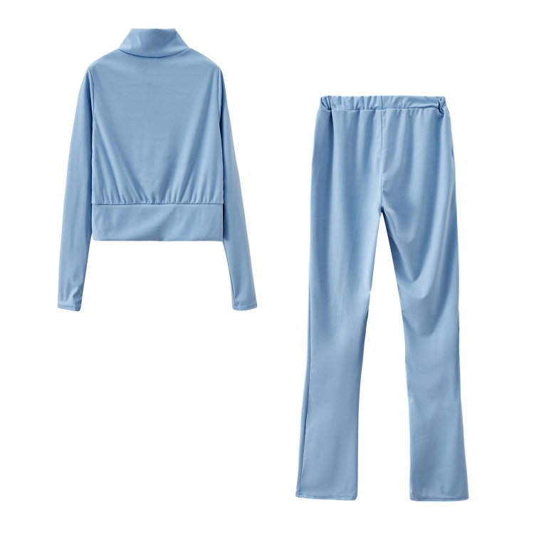 가을 단색 쇼트 짧은 긴팔 지퍼 슬림 맞는 운동복 바지 양복 숙 녀 색상 빨간색 크기 Xl