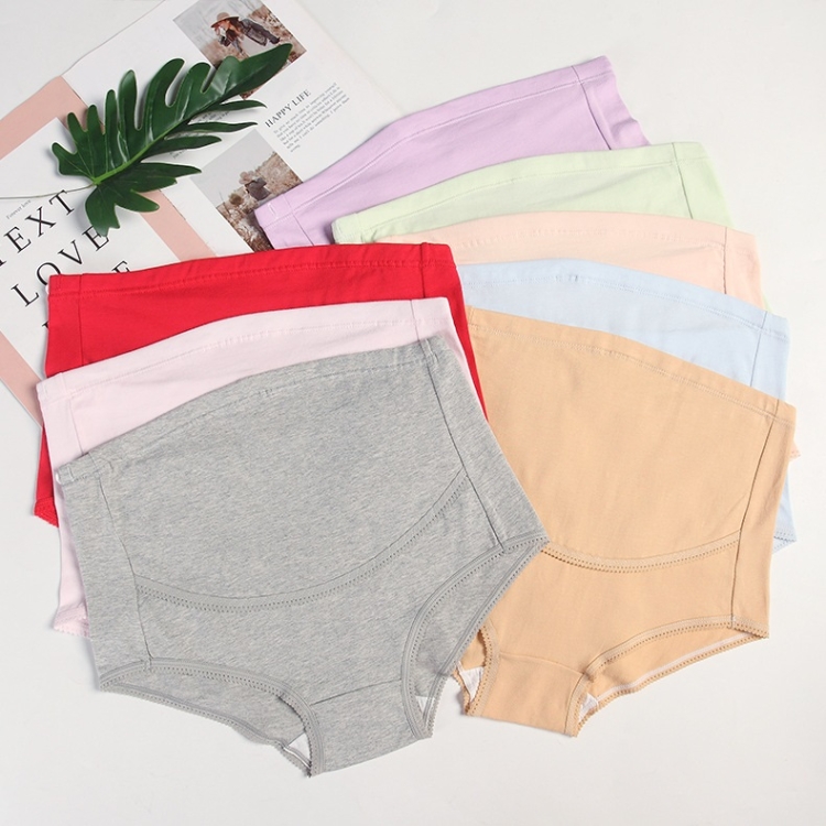 3 Pcs 퓨어 컬러 대형 통기성 높은 허리 배꼽 리프트 조정 가능한 출산 팬티 색상 빨간색 크기 Xxl
