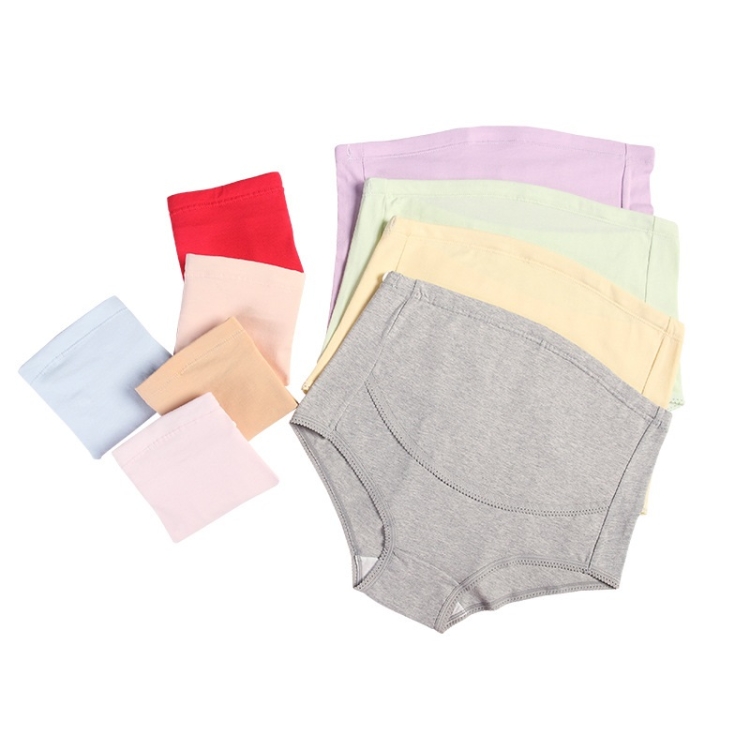 3 Pcs 퓨어 컬러 대형 통기성 높은 허리 배꼽 리프트 조정 가능한 출산 팬티 색상 퍼플 크기 Xl