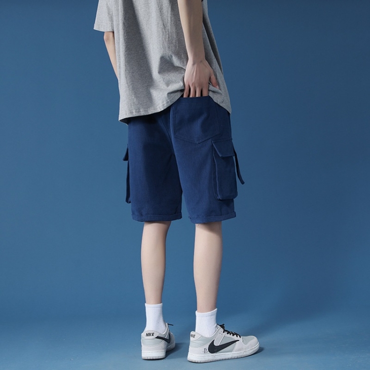 여름 면화 편지 패턴 남자를위한 캐주얼화물 반바지 색상 파란색 크기 Xxl