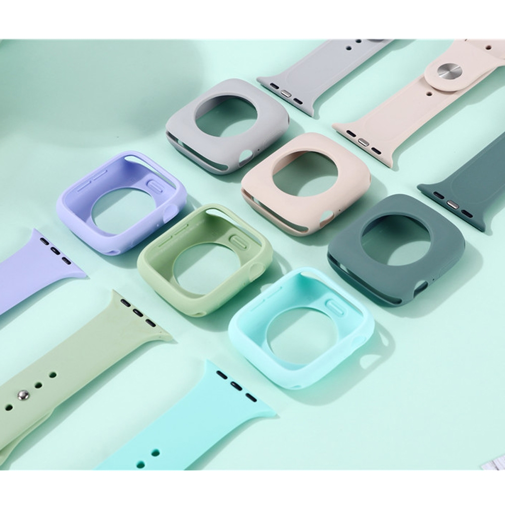SUNSKY - Silicone Watch Band + Watch Protective Case สำหรับ Apple Watch ...