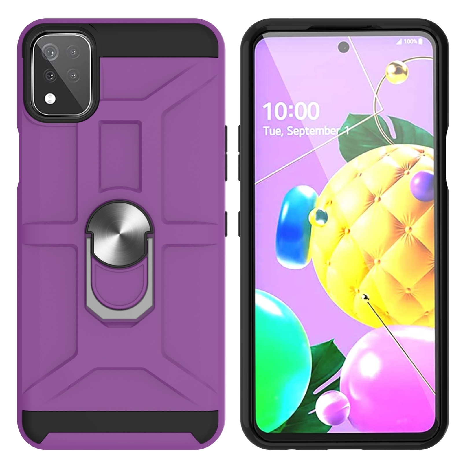 SUNSKY - สำหรับ LG K53 สงคราม - พระเจ้าเกราะ TPU + PC กันกระแทกกรณีป้องกันแม่เหล็กกับผู้ถือแหวน ...