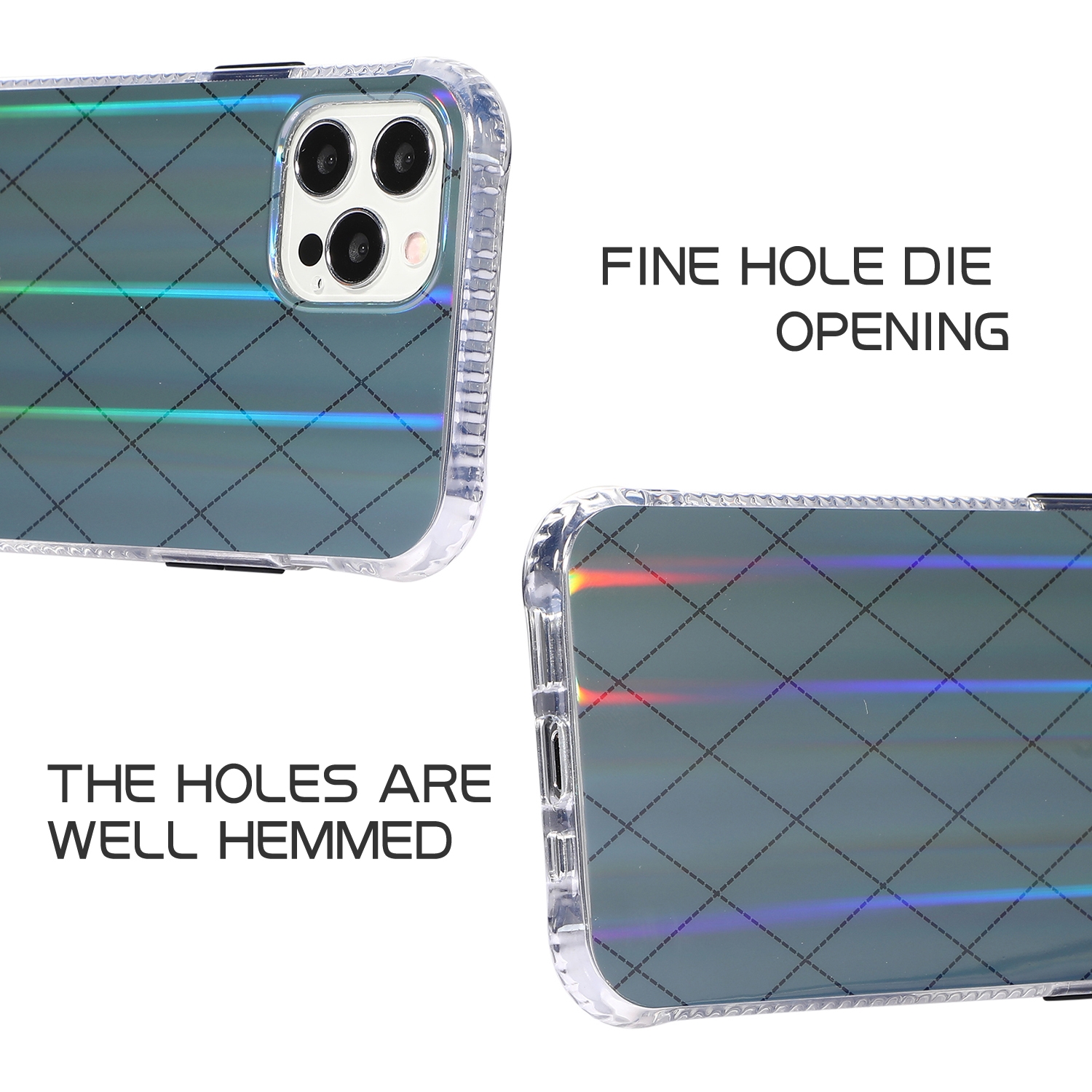 SUNSKY - สำหรับ iPhone 12/12 Pro Laser Aurora Rhombic Grid เคส TPU (สีเทา)