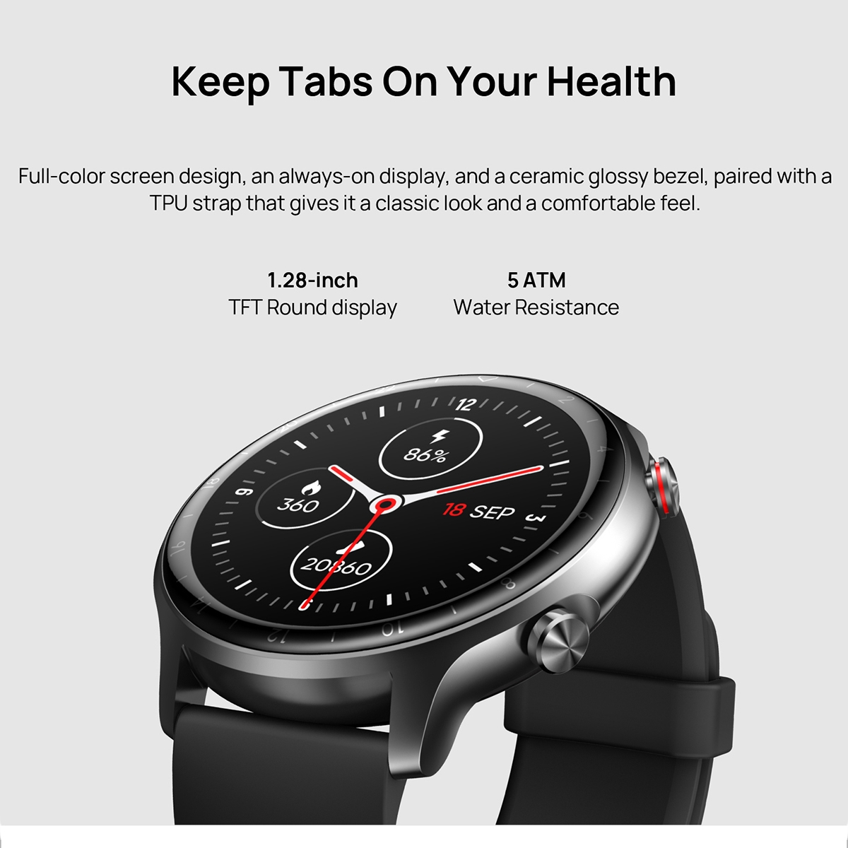 SUNSKY - DOOGEE CR1 Pro 1.28 inch TFT Screen Smart Watch, 5ATM ...