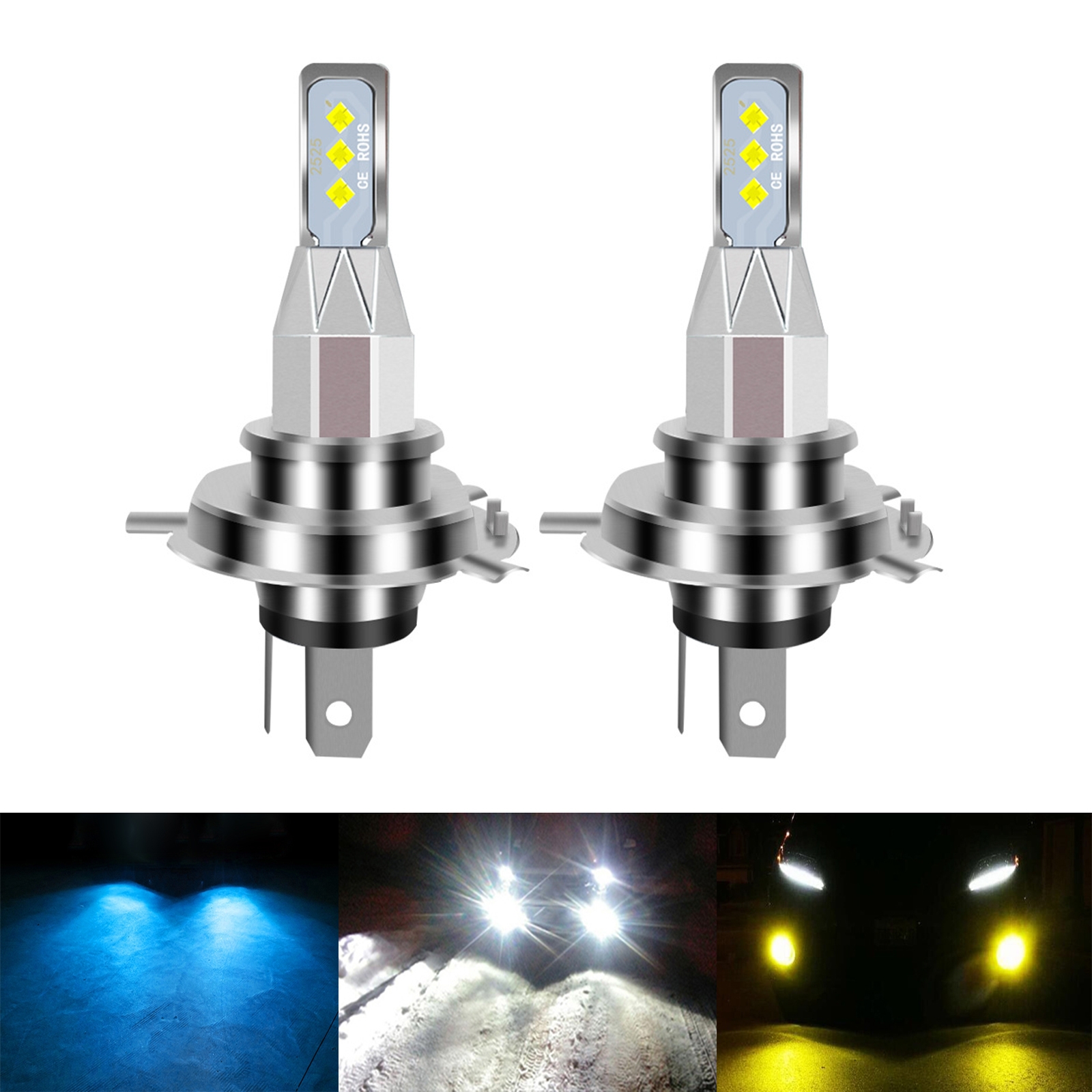 SUNSKY - 1 คู่ H4 DC 12V-24V 12W 1800LM รถยนต์ไฟ LED ไฟตัดหมอก (แสง ...