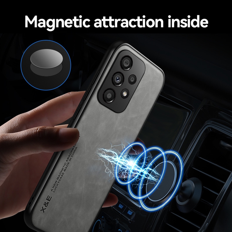 SUNSKY - For Samsung Galaxy A12 Skin Feel Magnetic Leather Back Phone ...