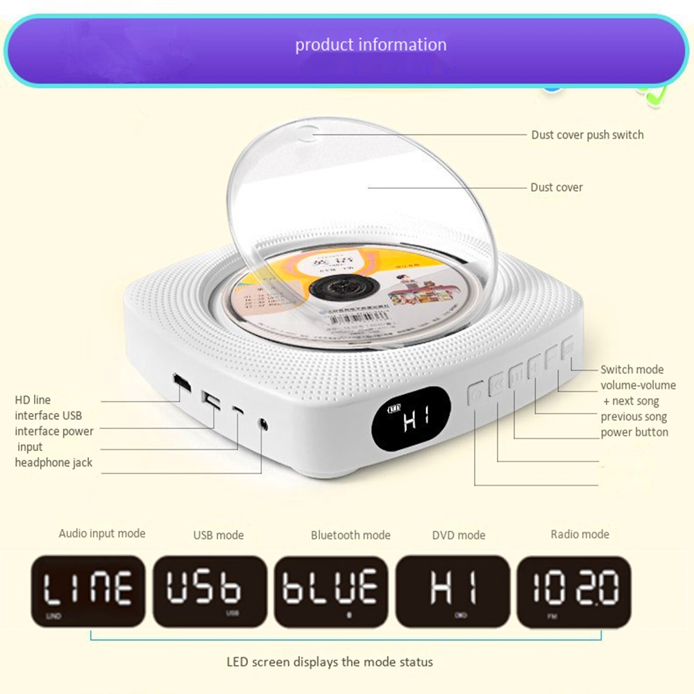 SUNSKY - Kecag KC-609 เครื่องเล่น DVD หน้าแรกติดผนังเครื่องเล่น ...