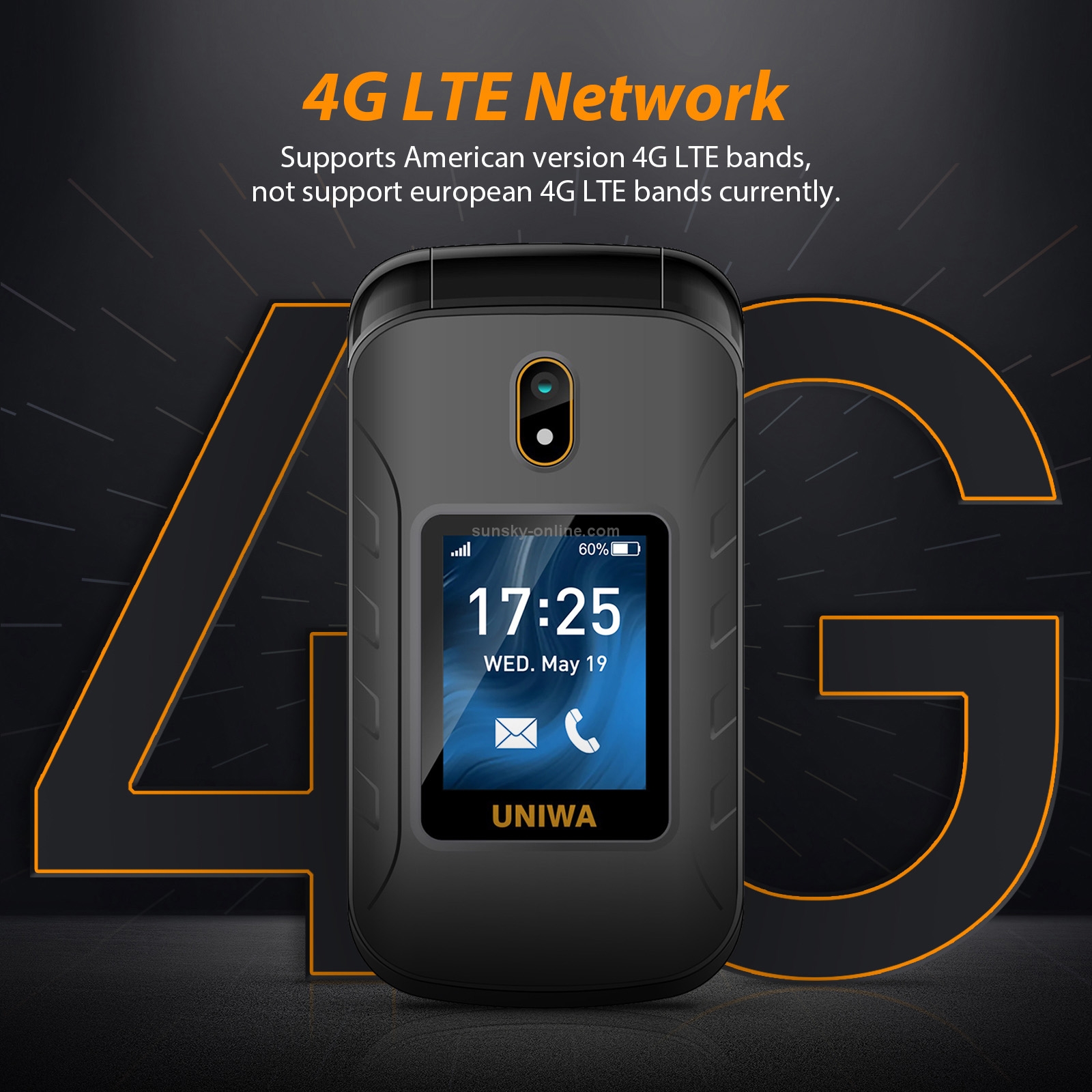 SUNSKY - UNIWA V909T Flip Phone, 2.8 inch + 1.77 inch, UNISOC Tiger ...