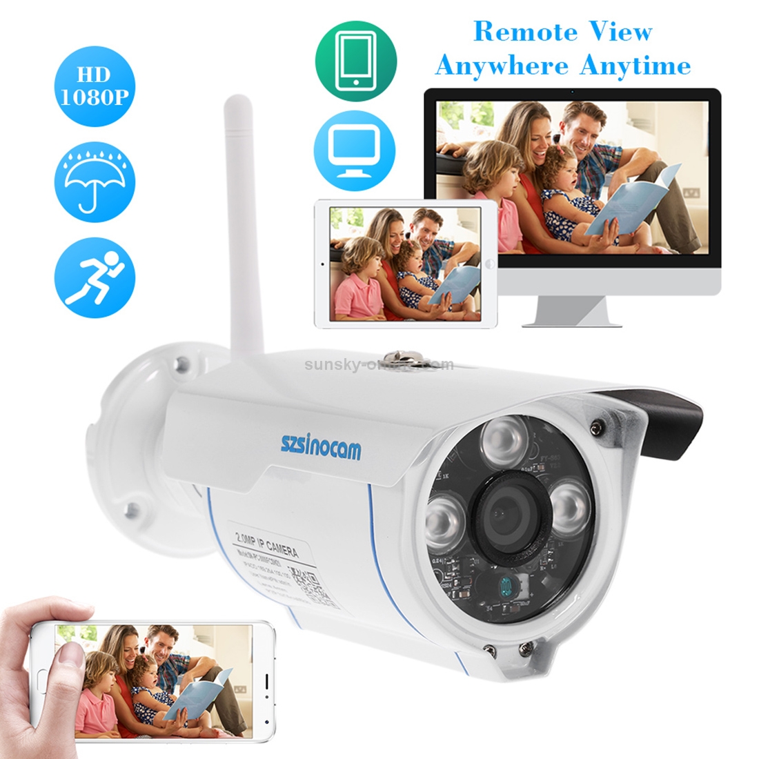 SUNSKY - szsinocam SN-IPC-3009FCSW20 HD 1080P H.264 2.0 ล้านพิกเซล WiFi ...