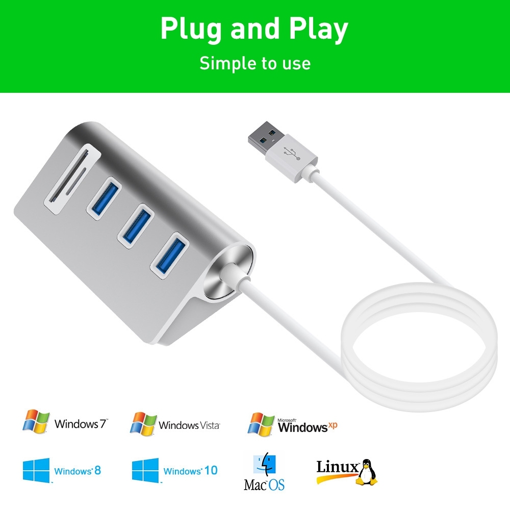 SUNSKY Rocketek HC422 USB3 0 X 3 SD TF Card Reader HUB Adapter