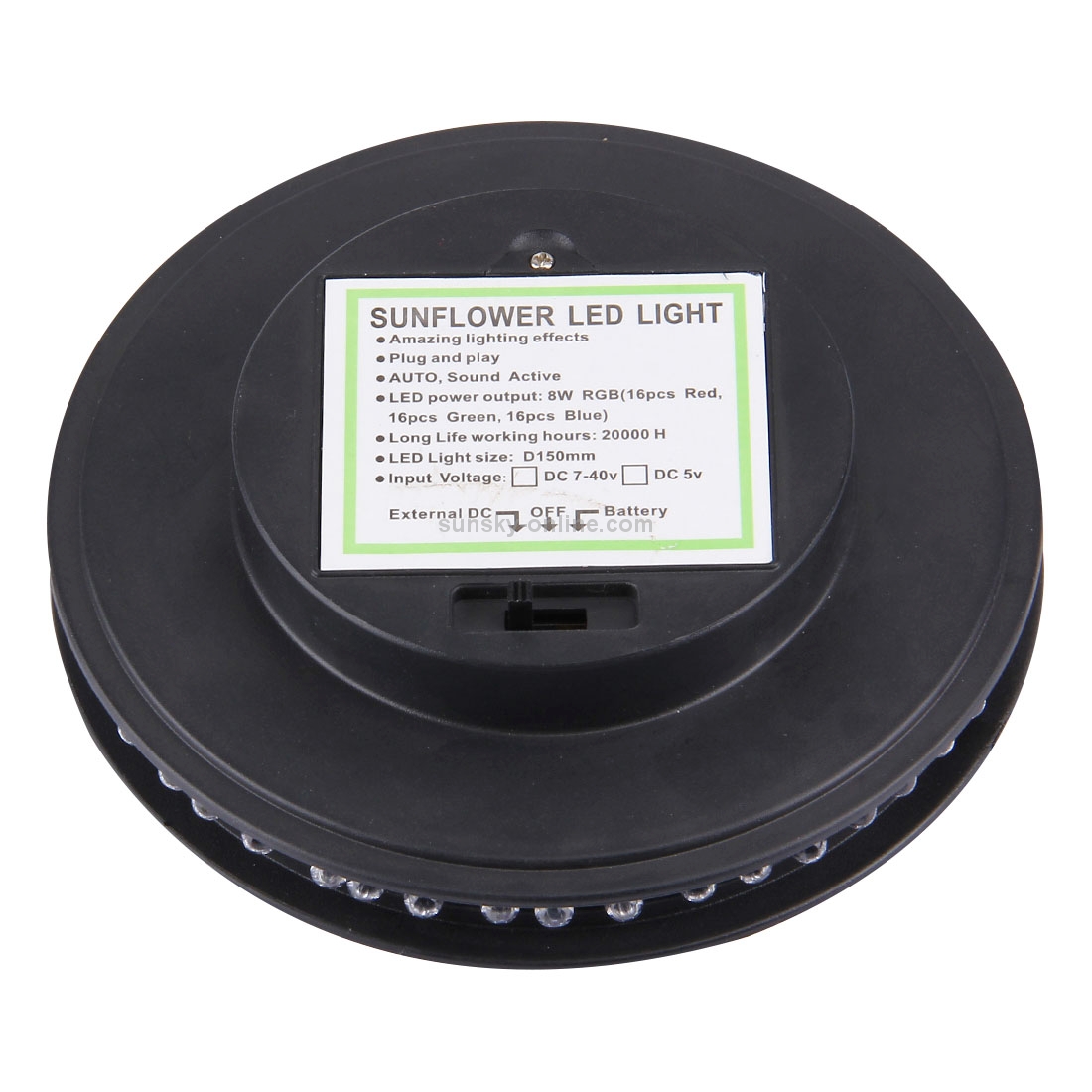 8W Sunflower LED Stage Light, Sound Control / Auto Run Mode(Black)