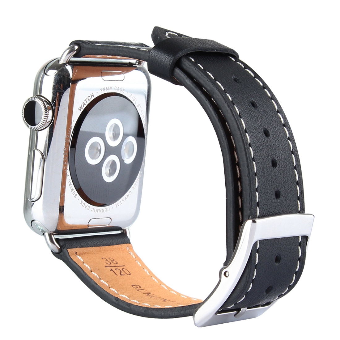 Kakapi for Apple Watch 38mm Metal Buckle Cowhide Leather Watch Band ...