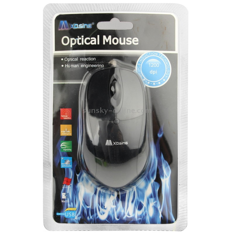 1200dpi USB Optical Mouse, Cable Length: 1.2m(Black)
